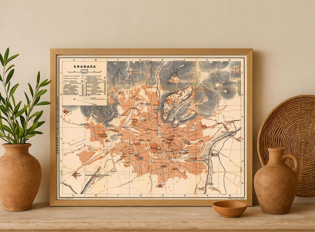 Map of Granada | Old City Plan | Spanish Map Art | Fine Print - Etsy UK