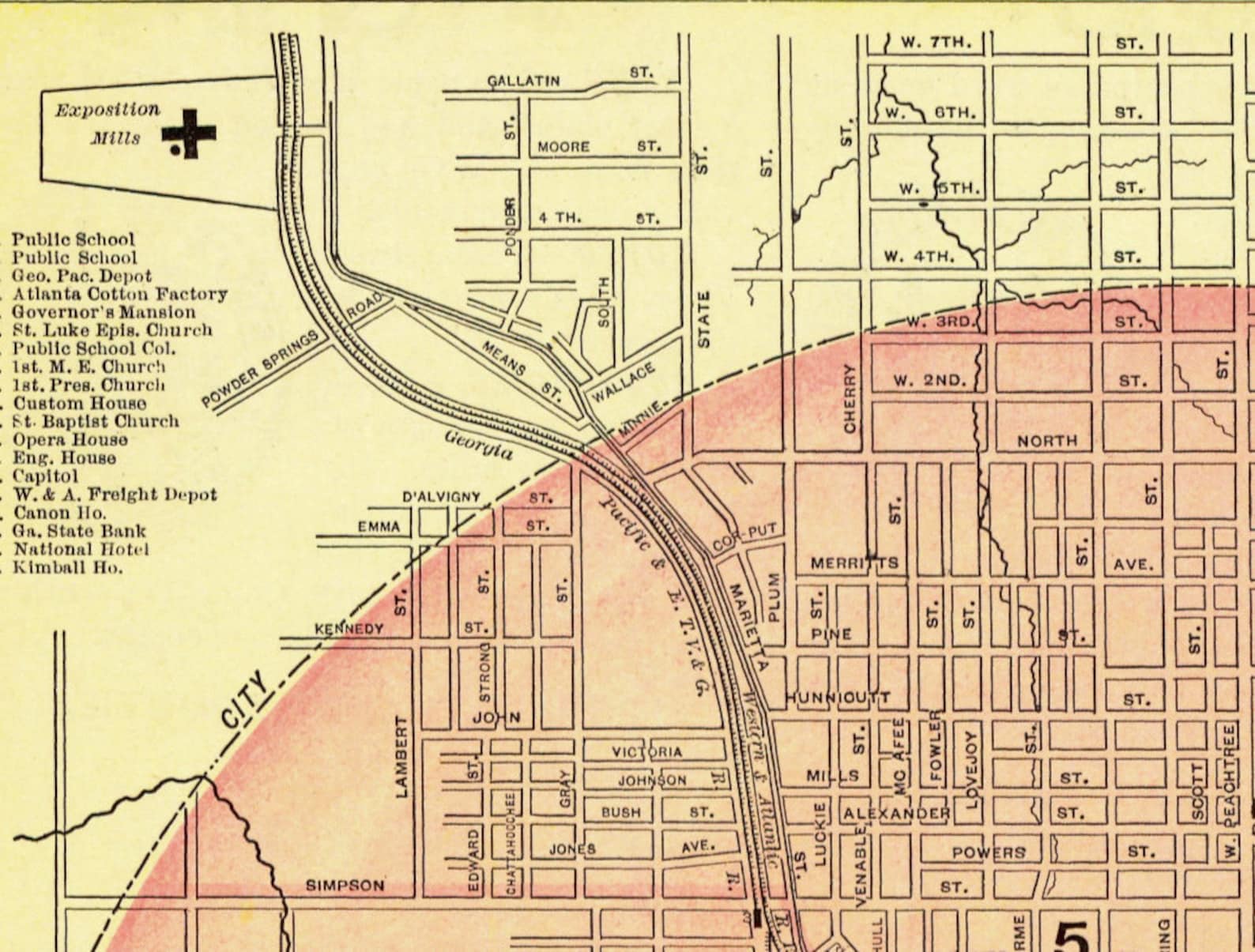 Atlanta Map - Old Map of Atlanta From 1893 - Fine Reproduction on Paper ...