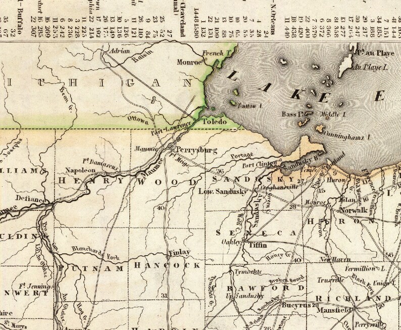 Ohio Map Historical Map Restored Buckeye State Antique - Etsy Canada