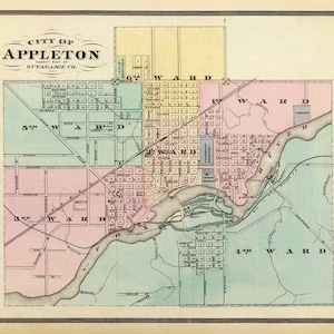Appleton Map Old Map Historical Map Print on Canvas or Paper - Etsy
