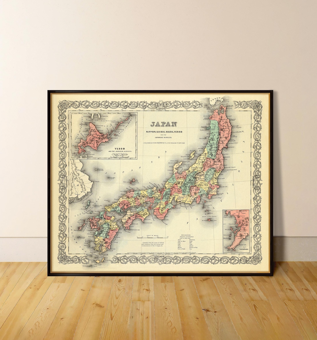 Japan Nippon Koku, Sikok, Yesso and the Japanese Kuriles | Antique 19th ...