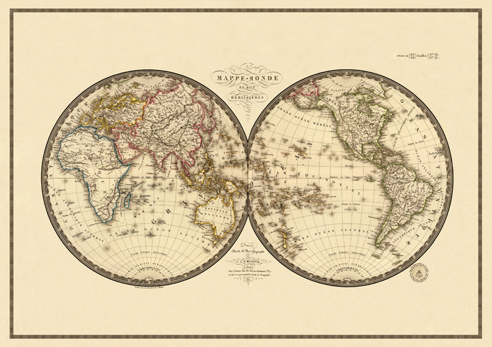 Antique World Map Print Old Map of the World Reproduction - Etsy