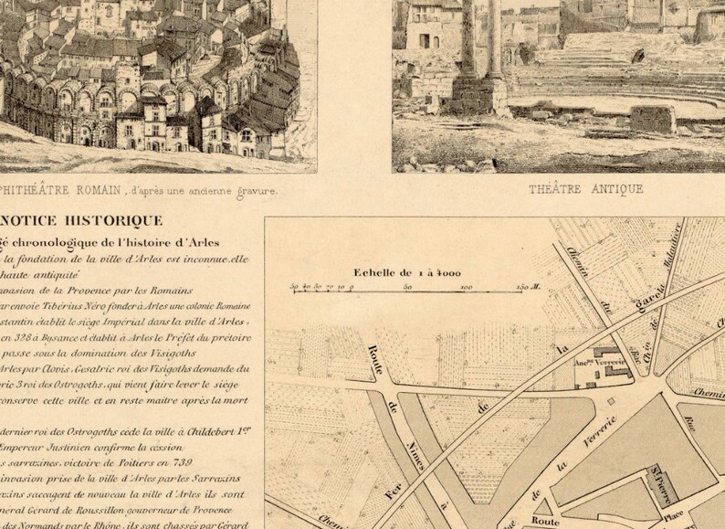 Arles Map Vintage Style Map of Arles Illustrated Old City - Etsy