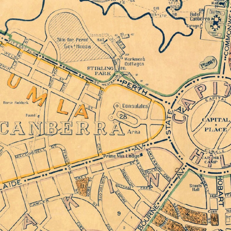 Map of Canberra Giclee Reproduction Old Map of Canberra - Etsy