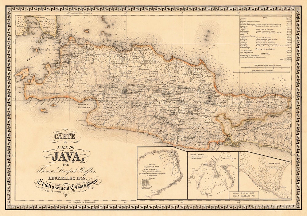Historical Map of Java Detailed Map of the Isle of Java - Etsy Australia
