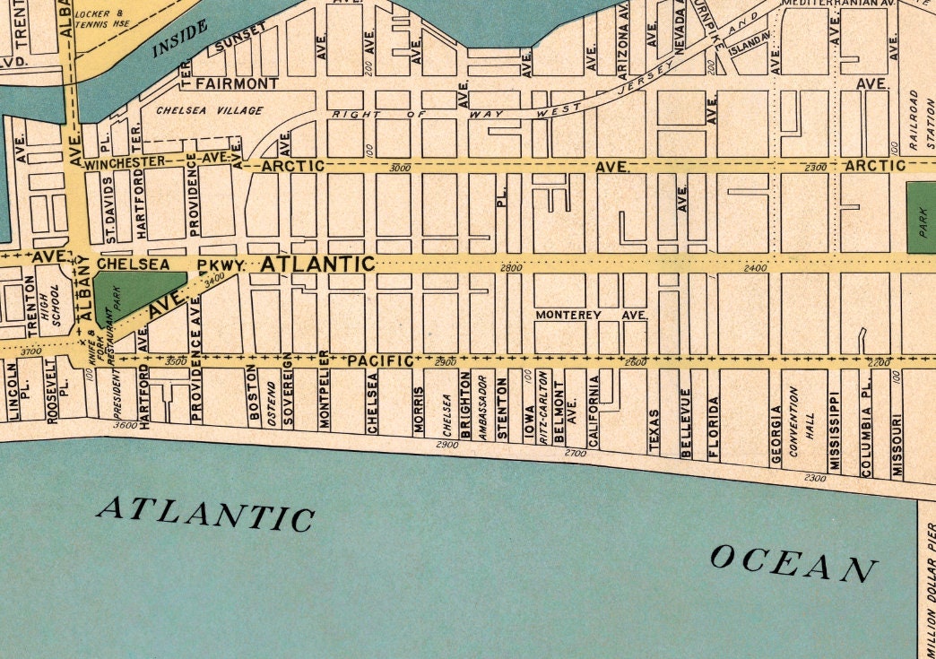 Mapa de Atlantic City mapa de la ciudad vintage restaurado - Etsy México