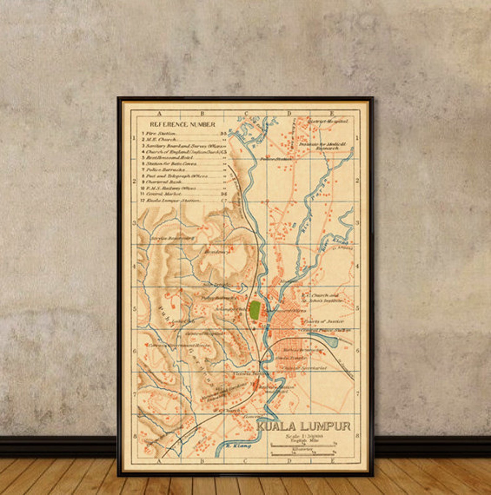 Kuala Lumpur Map Old Map Print Historic Map Reproduction - Etsy