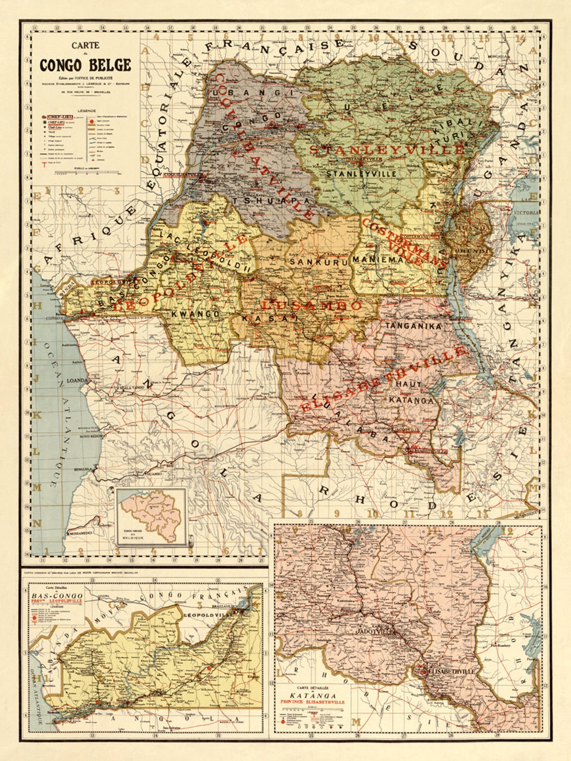 Congo Map Old Map of Congo Historic Map - Etsy