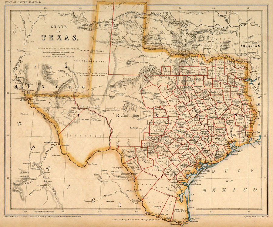 Texas Map Historical Map Texas Old Map Restored Archival | Etsy