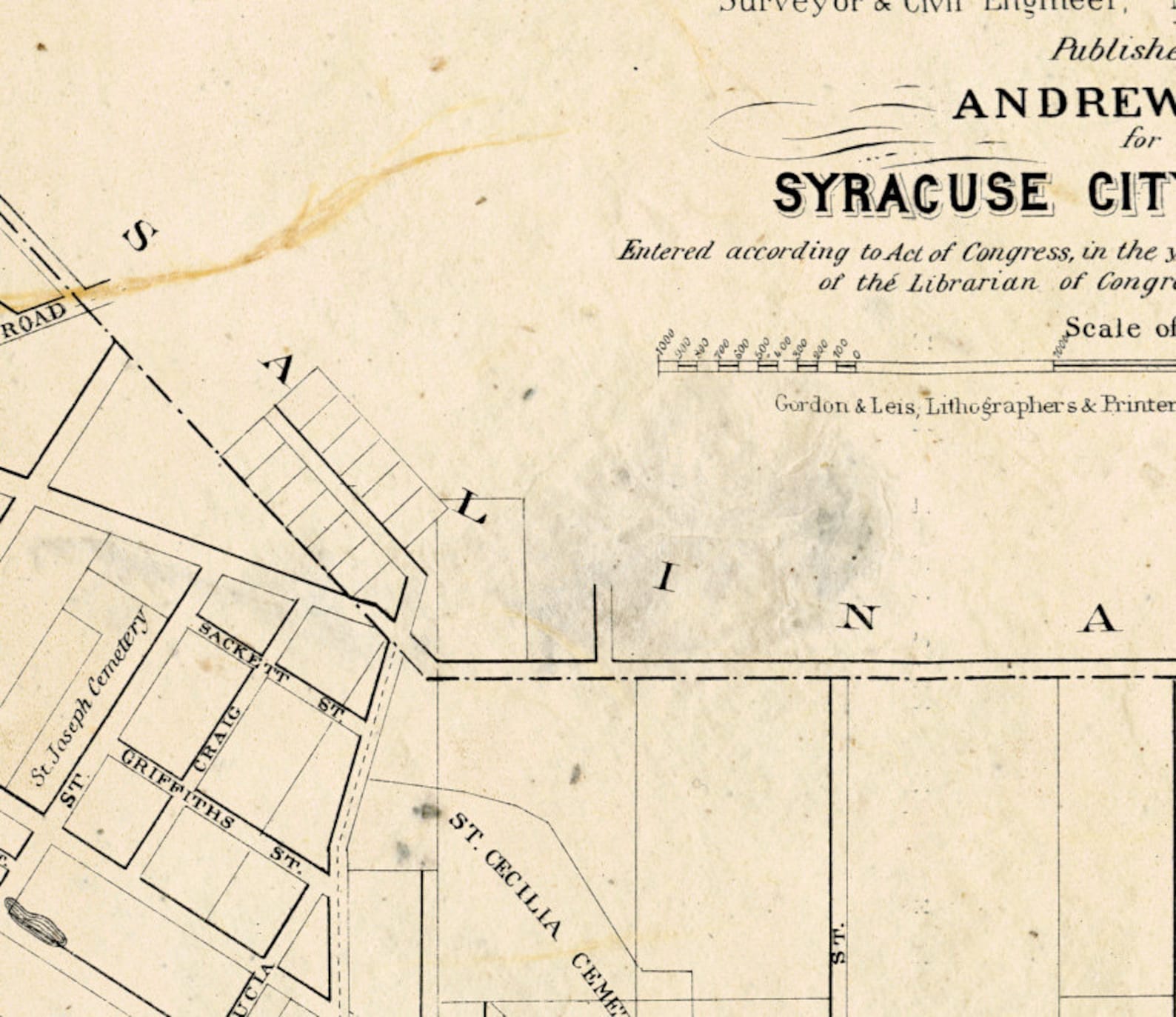 Old Map of Syracuse - Historical Syracuse Map, Fine Art Print on Paper ...