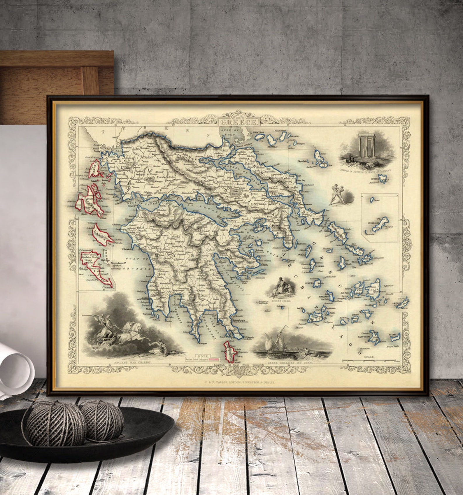 Greece Map - Vintage Map of Greece - Old Map Fine Reproduction on Matte ...