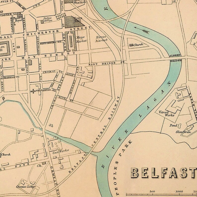 Belfast Map, Old City Plan of Belfast (northern Ireland), Vintage Map ...