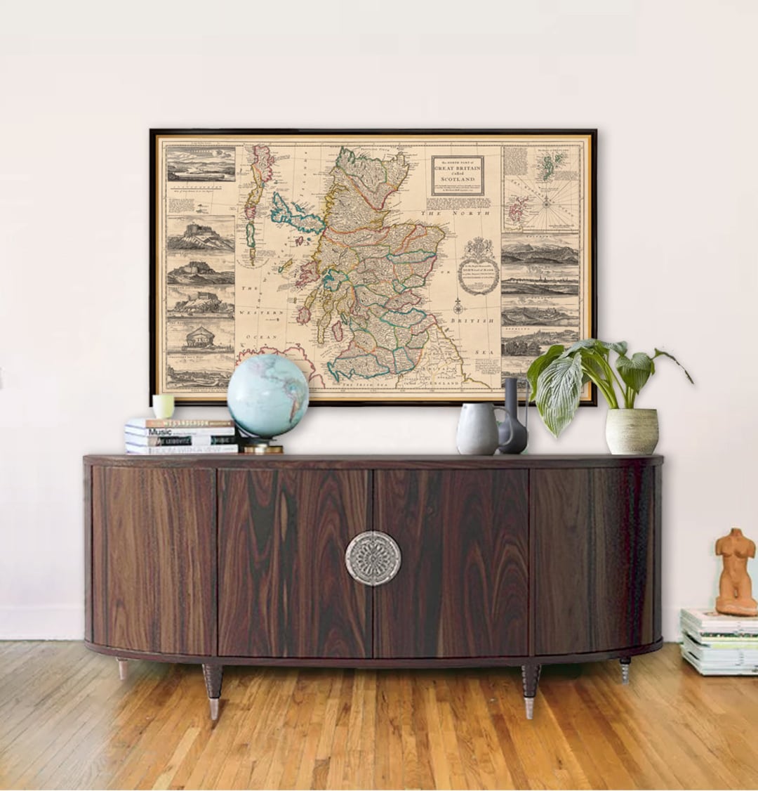 Antique Map of Scotland | Historical Print With Landmarks & Insets ...