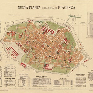 Piacenza Map Old Map of Piacenza italy Print Vecchia Mappa Di Piacenza ...