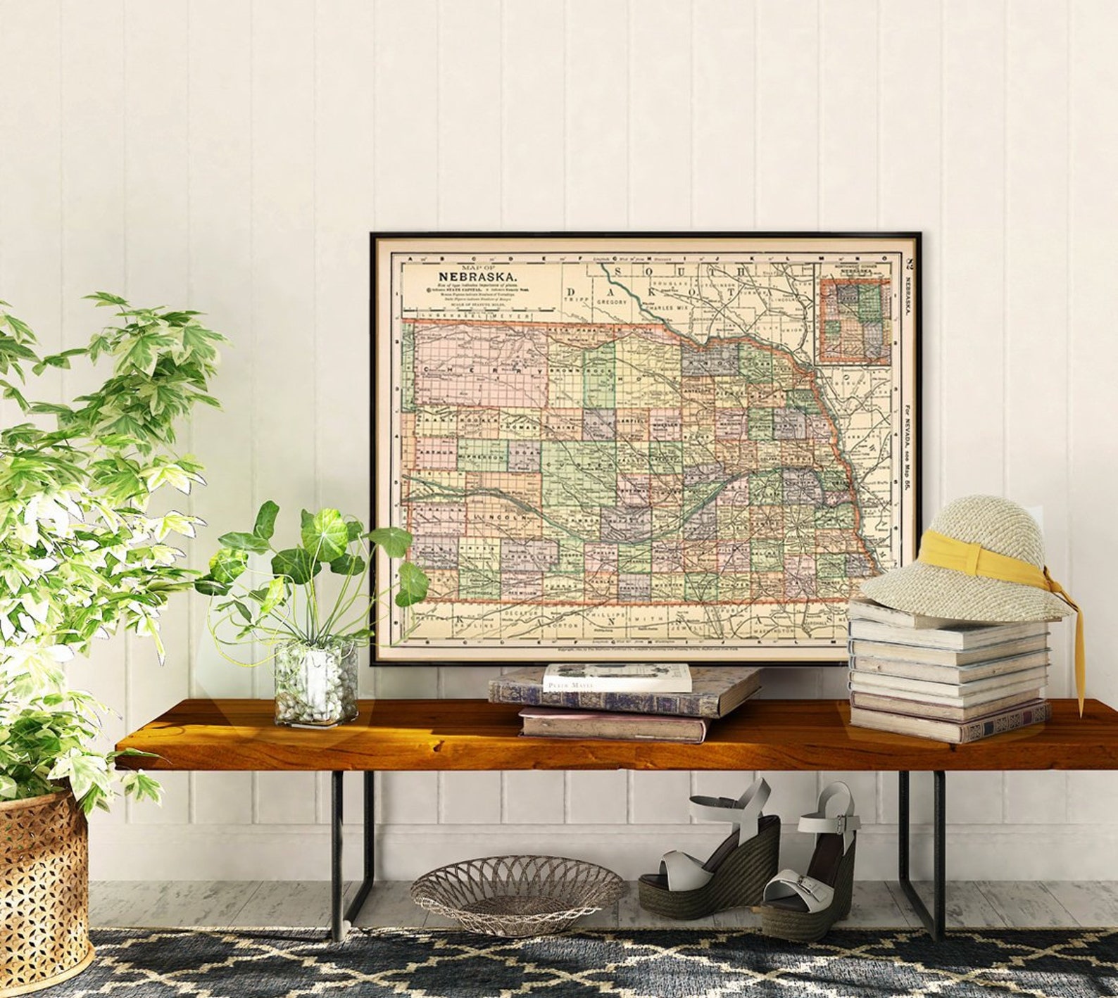 Nebraska map Vintage map of Nebraska fine print Archival | Etsy