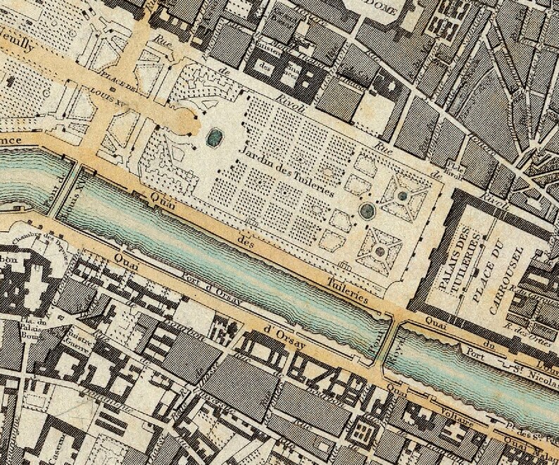 Map of Paris in 4 Panels Sectional Map of the City of Paris - Etsy