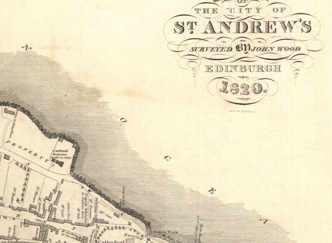 Saint Andrews Map Antique Map Restored in Sepia Tones - Etsy