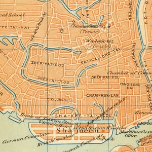 Canton Map - Guangzhou Map - Old Map Print - Restored Map Giclee ...