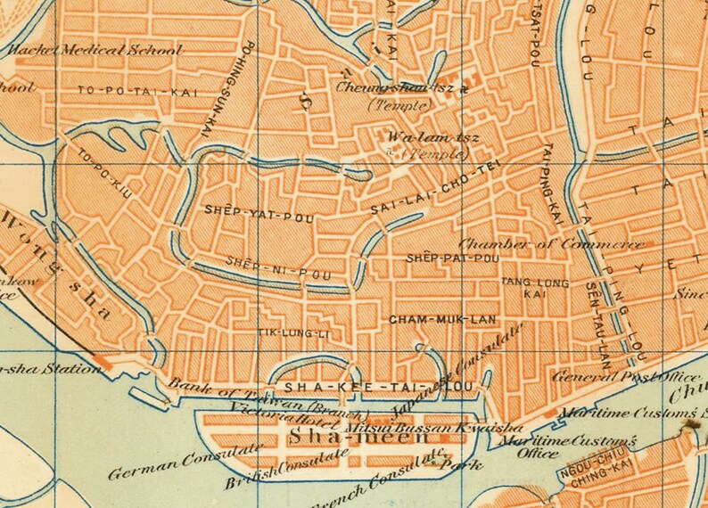 Canton Map Guangzhou Map Old Map Print Restored Map - Etsy