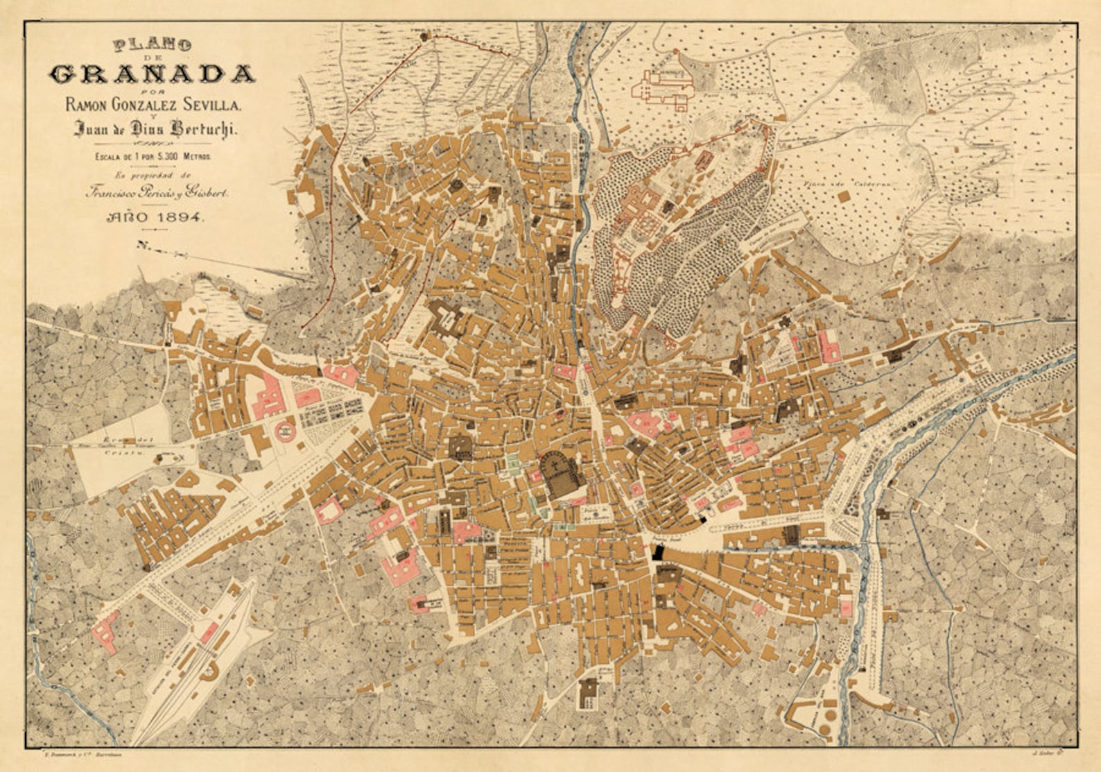 Granada Map Old Map of Granada Print on Paper or Canvas - Etsy