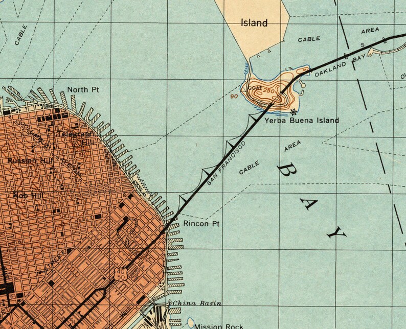 San Francisco Bay Map Vintage Topographic Map of San - Etsy
