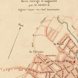 Map of Nantes (france), Vintage Map of Nantes Restored , Old City Plan ...