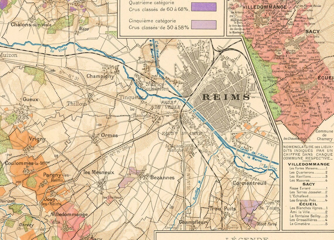 Atlas De La France Vinicole, French Wine Map of Montagne De Reims ...