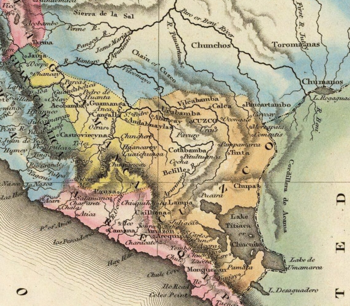 Peru Map - Old Map of Peru Archival Print, Old Maps Restored, Fine ...