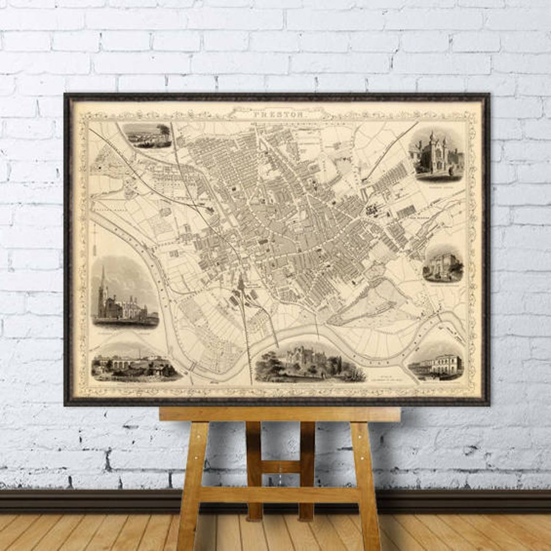 Old Map of Preston - Historical Preston Map, Poster Map Print on Paper ...