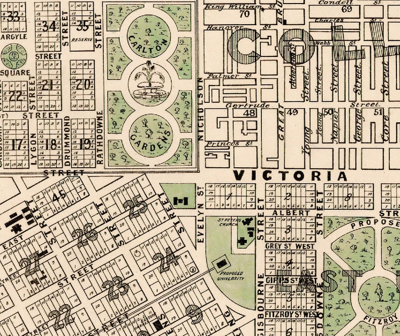 Historical Map of Melbourne and Surrounding Districts | Original Crown ...