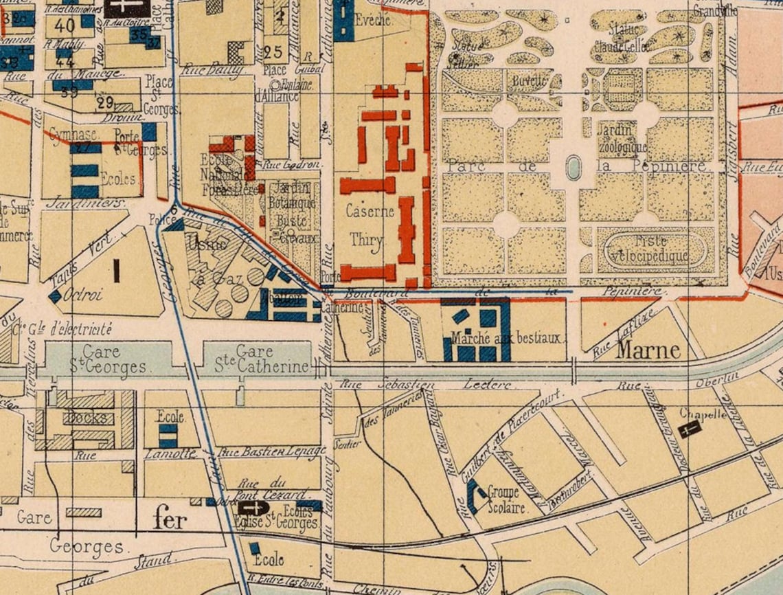 Map of Nancy Old City Plan Decorative Wall Map Vintage - Etsy