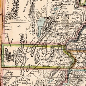 Vintage Map of Utah | National Map Company State Chart With Counties ...