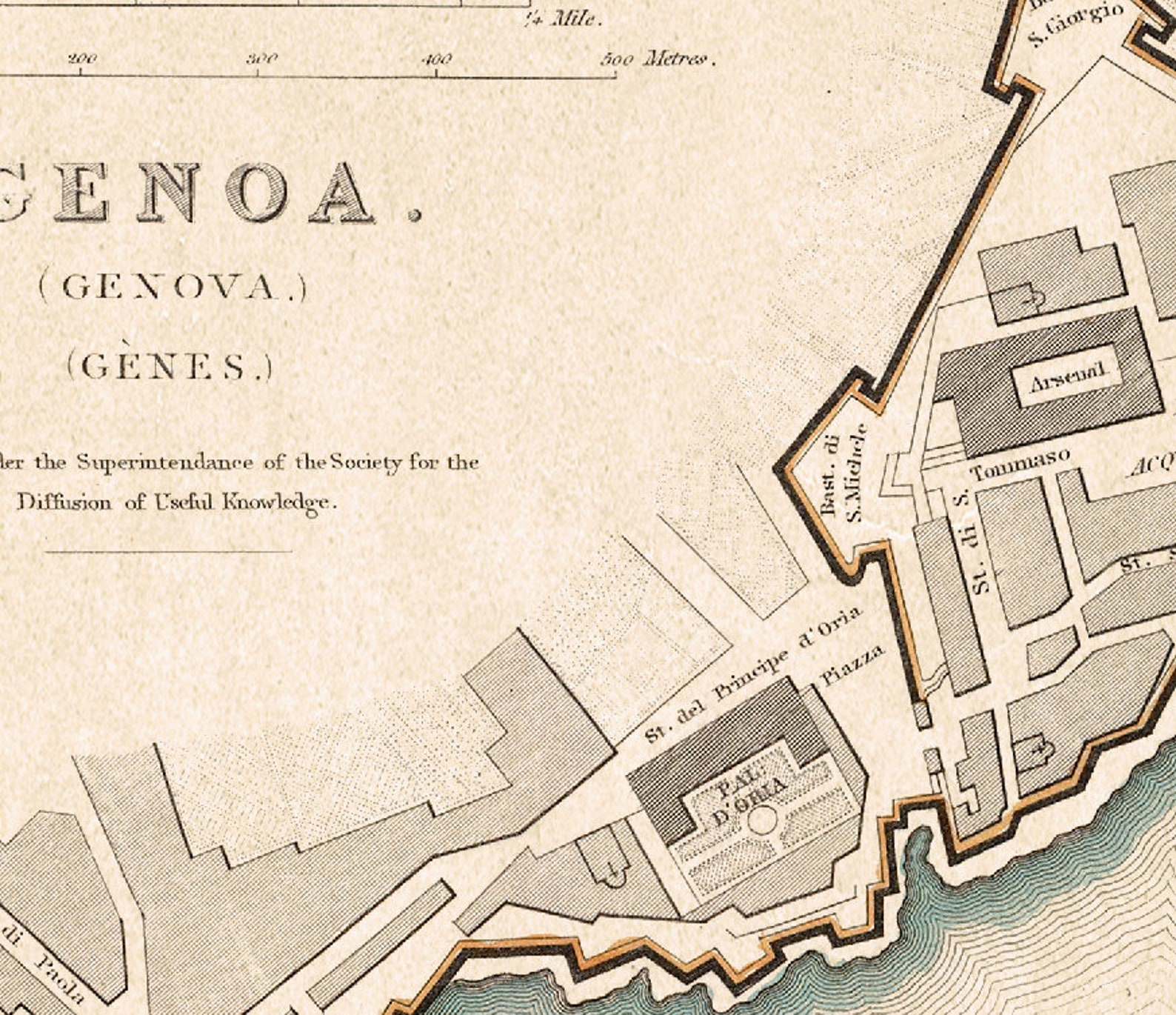 Genoa Vintage Map Print Antique Map of Genoa italy Wall - Etsy