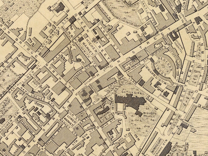 Exeter Map Old Map of Exeter Large Wall Map Print on Paper | Etsy