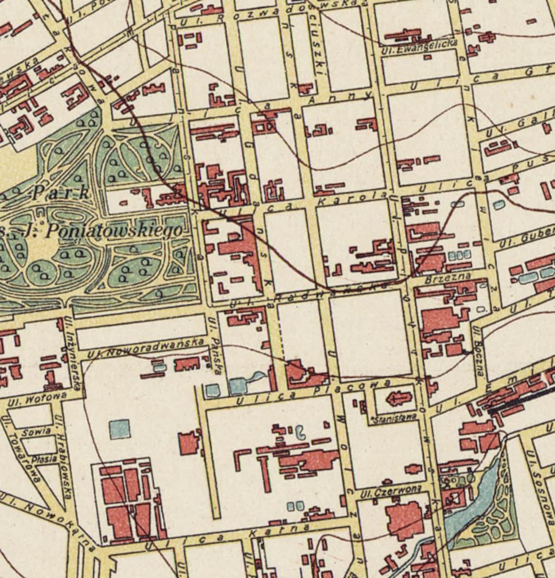 Old map of Lodz Poland Archival print Vintage map of | Etsy