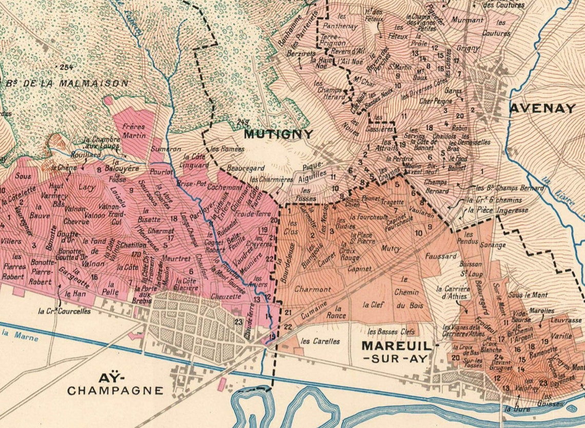 Map of the Marne River Valley Champagne Vineyards in France | Etsy
