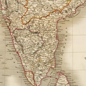 Map of Hindustan (hindoostan), India Wall Map, History of India,large ...