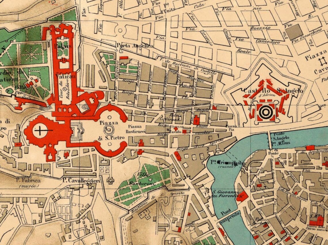 Rome Map Historical Map of Rome Large Wall Map Fine | Etsy