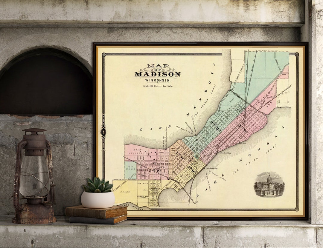 Madison Map (wisconsin ) - Vintage Map of Madison - City Map ...