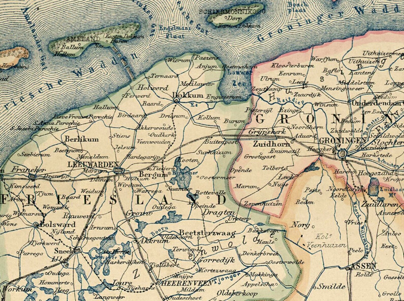 Netherlands Wall Map - Old Map of Holland Giclee Reproduction ...