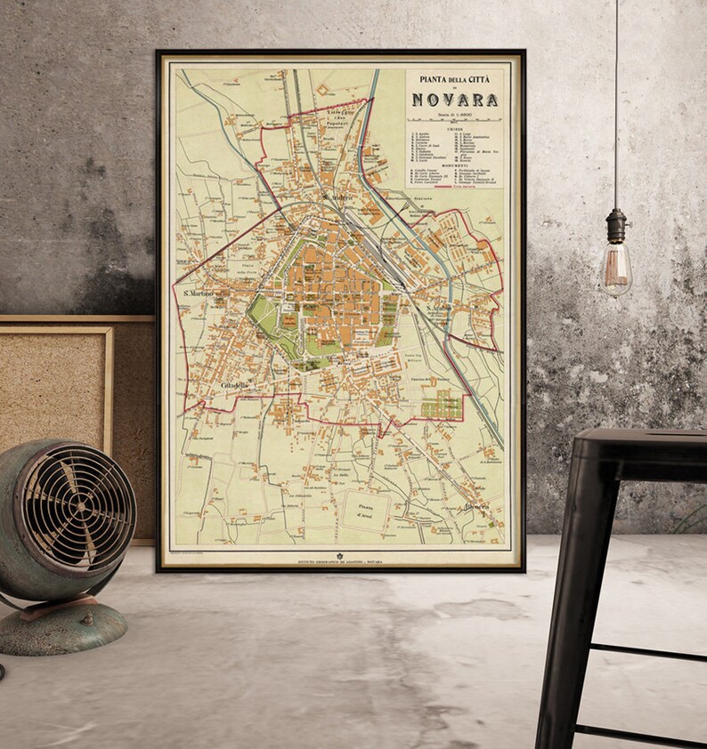 Old map of Novara Italy Novara map fine reproduction | Etsy