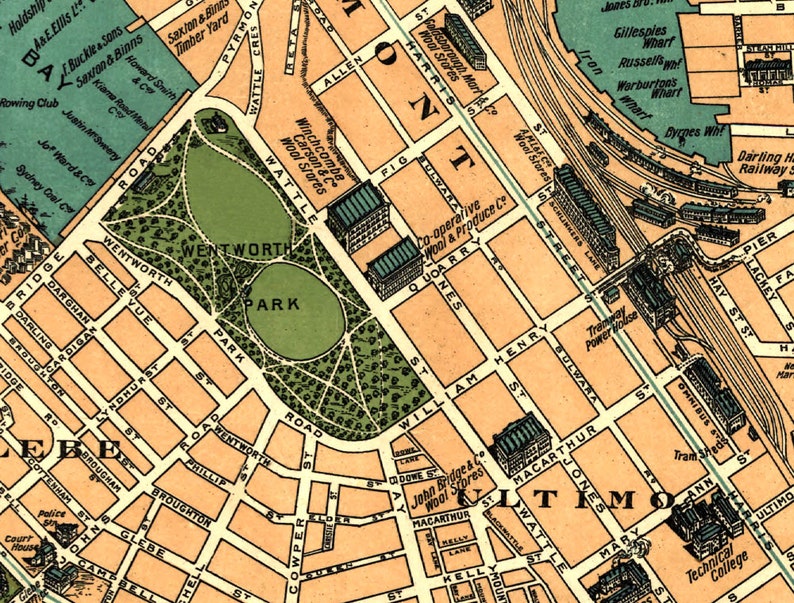 Sydney Map australia Old Map of Sydney aeroplane - Etsy