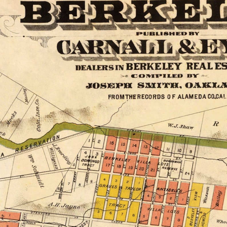 Berkeley Map - Old Map of Berkeley (CA) Fine Print on Paper or Canvas ...