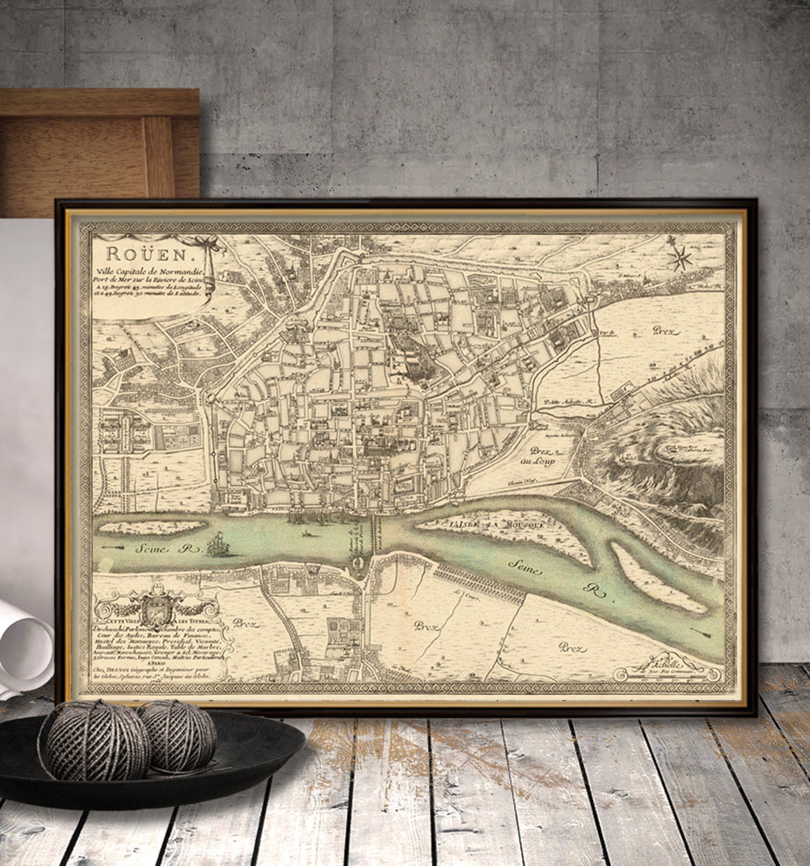 Map of Rouen Plan De La Ville De Rouen Rouen Map Archival - Etsy