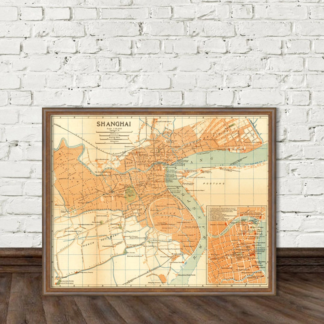 Shanghai Map - Vintage Map of Shanghai - Fine Reproduction - Etsy