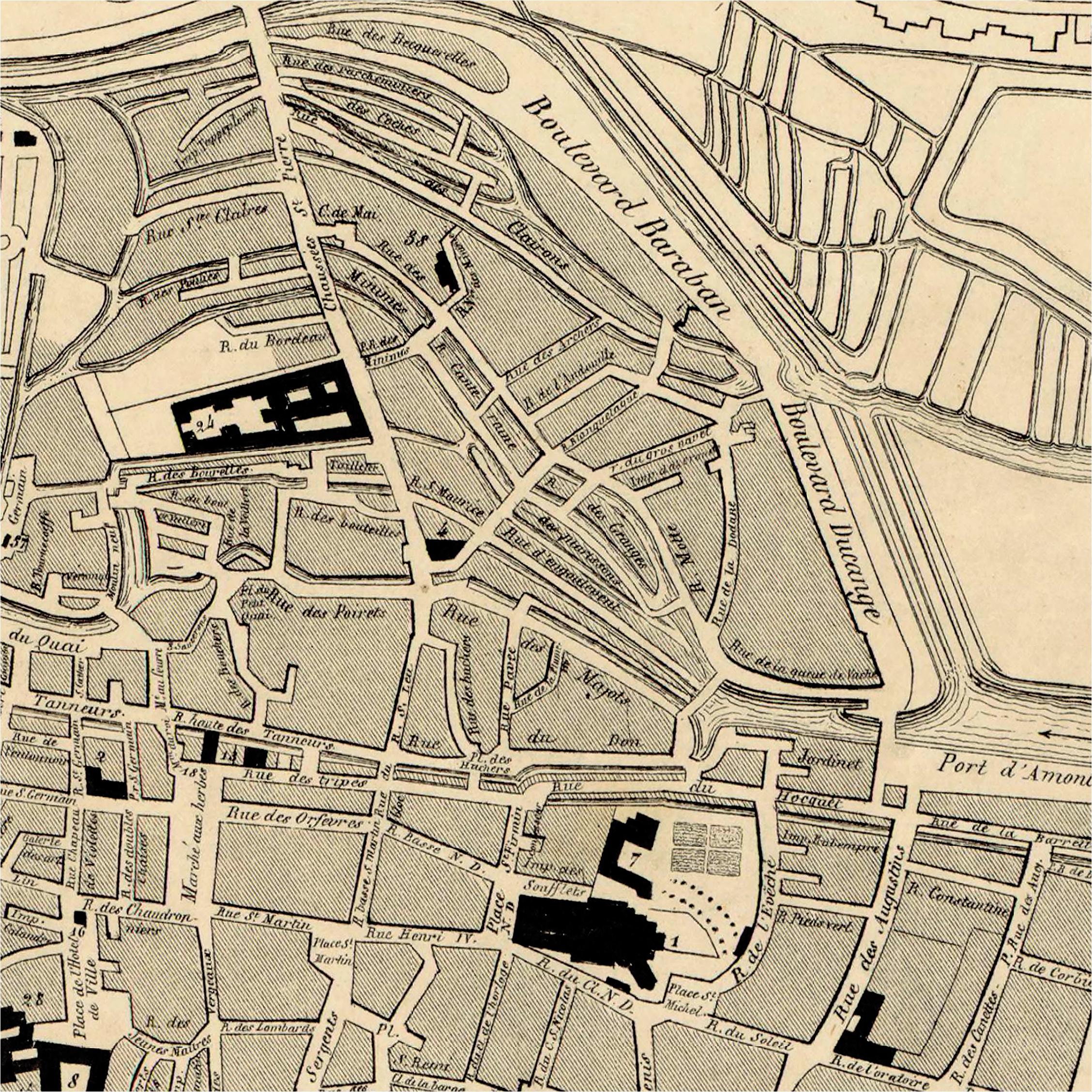 Amiens Map - Plan De La Ville D'amiens - Old City Map Print on Paper or ...