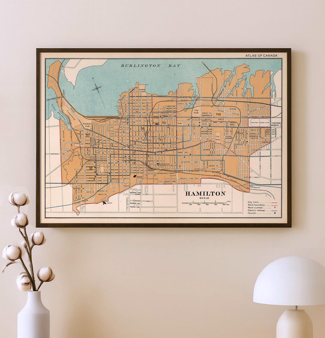 Carte de Hamilton (Ontario) | Plan de la vieille ville | Art ...