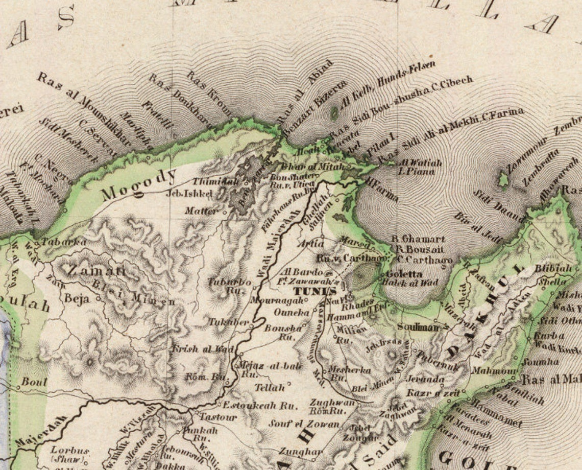 Map of Tunis Vintage Map Print Old Map of Tunis Fine - Etsy