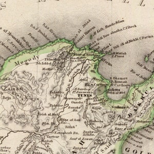 Map of Tunis - Vintage Map Print - Old Map of Tunis Fine Reproduction ...