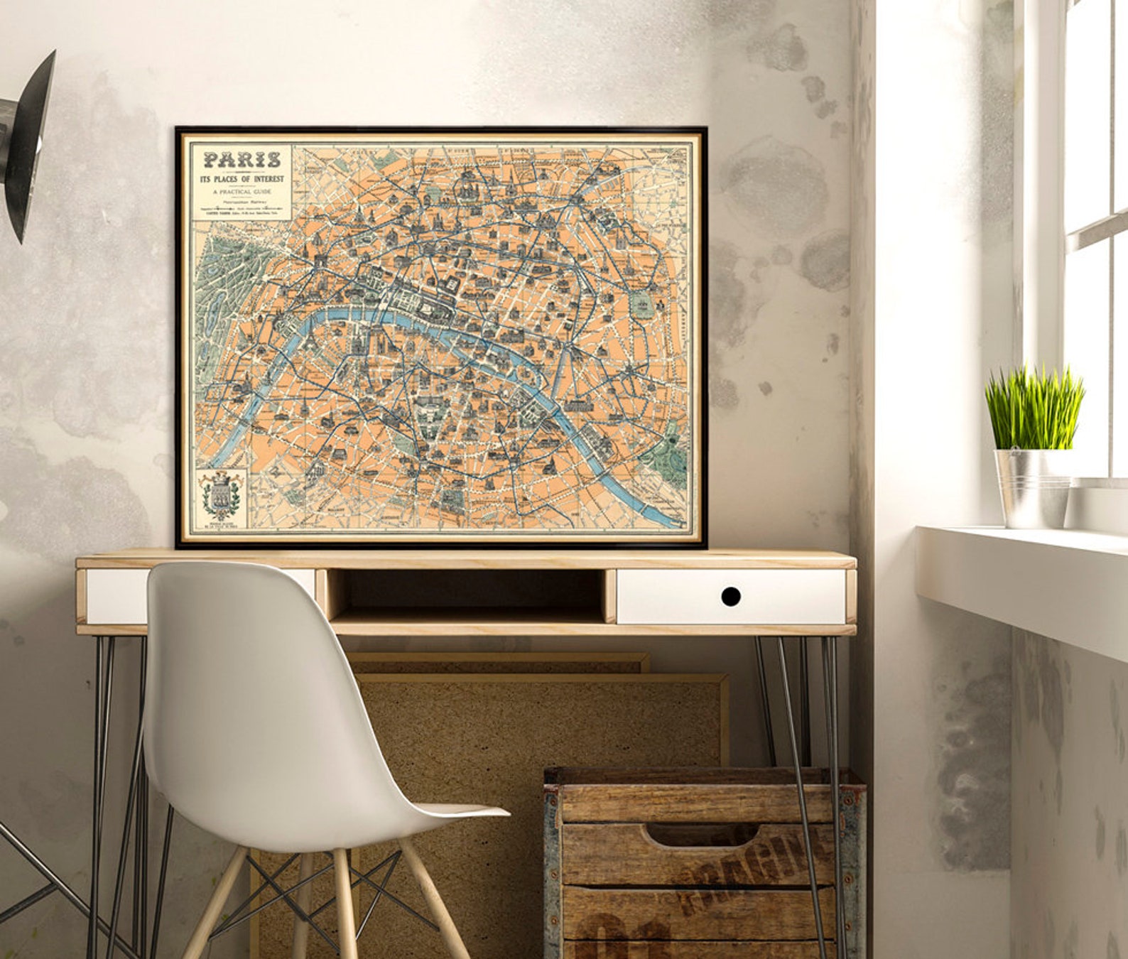 Paris Map and Its Places of Interest Monumental Map of Paris - Etsy